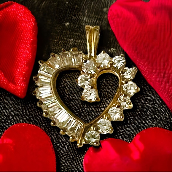 Vintage | Jewelry | Vintage Jjt 925 Cubic Zirconia Heart Pendant | Poshmark